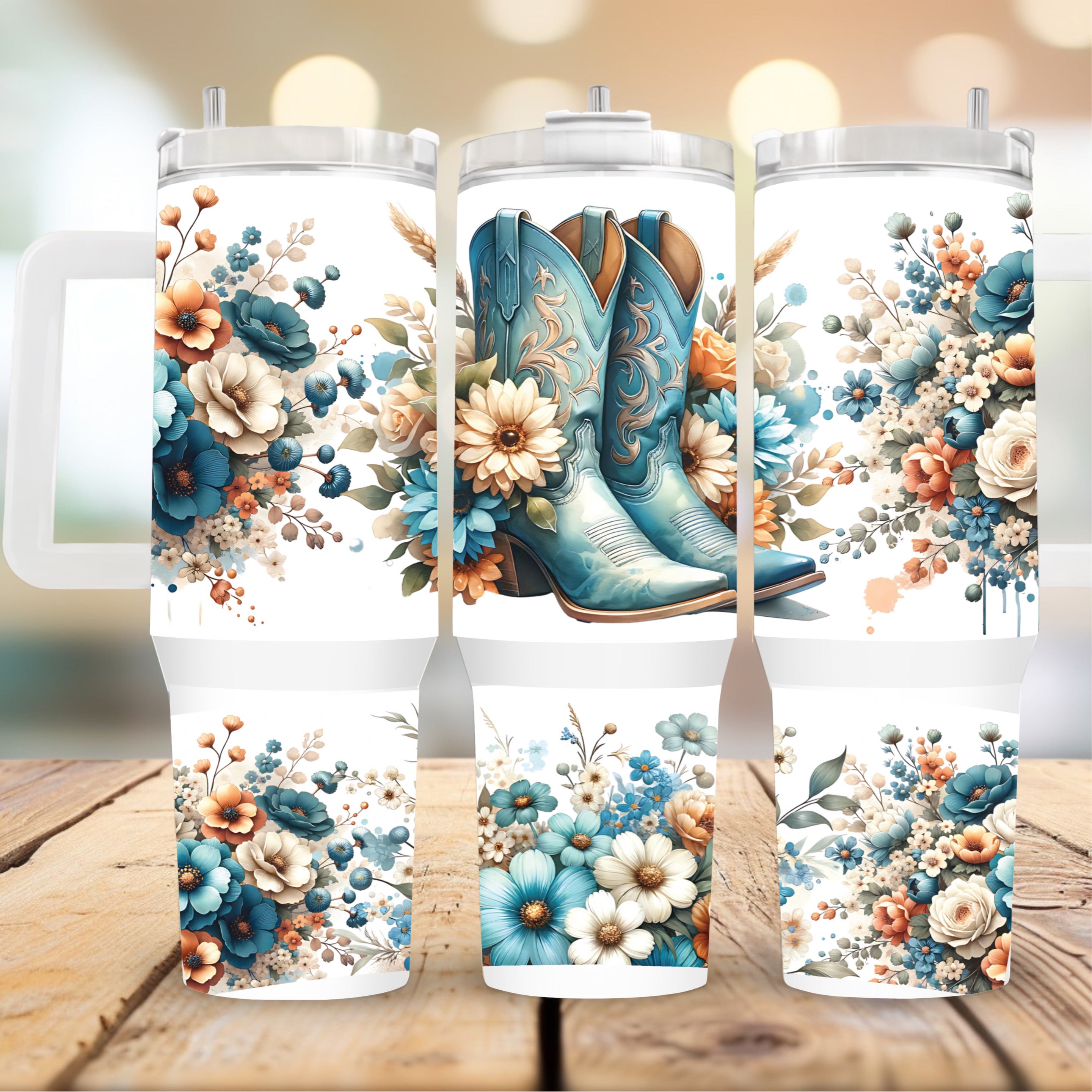 Blue Country Boots - 40oz Stanley | Pretty Lush Designs