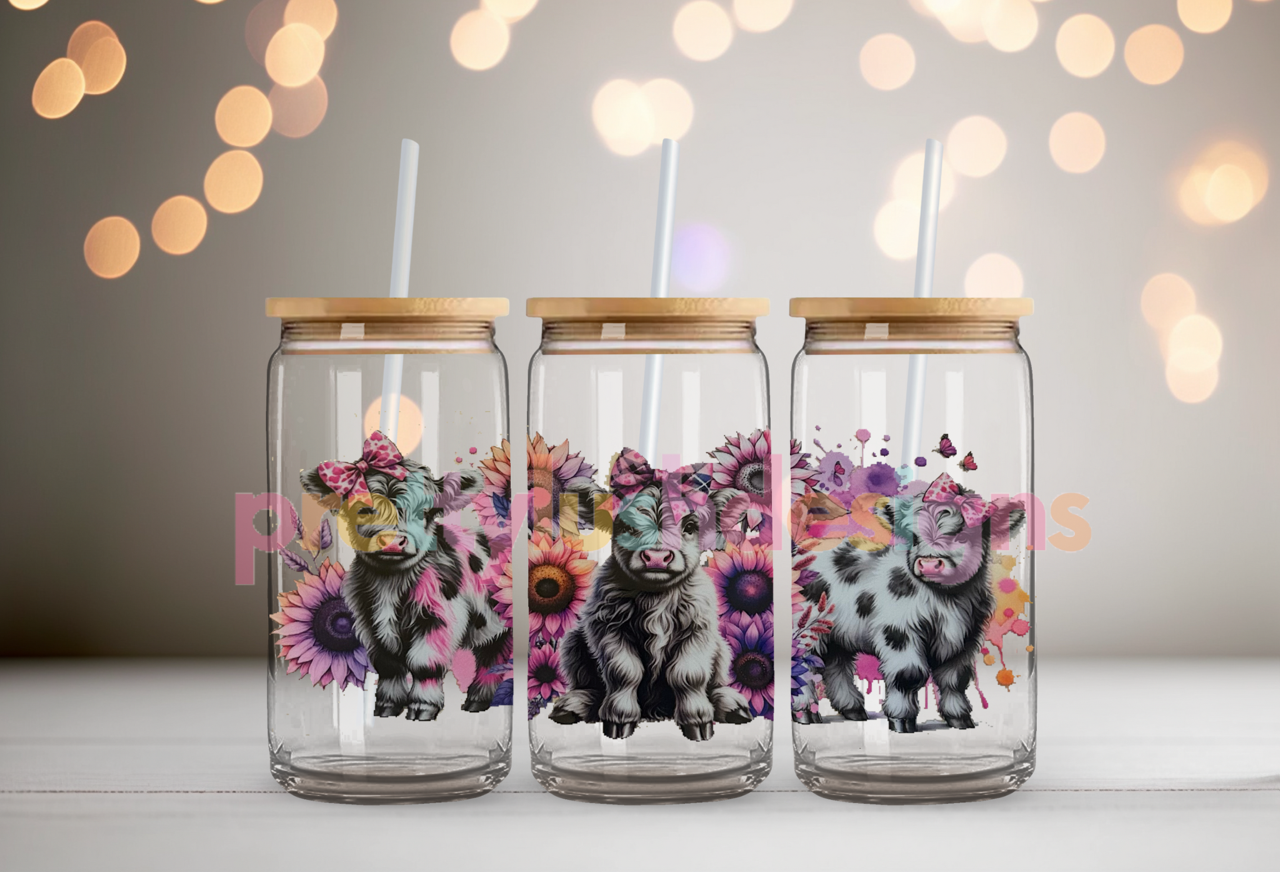 Highland 3 B&W Colourful Flowers - Double Sided | Pretty Lush Designs